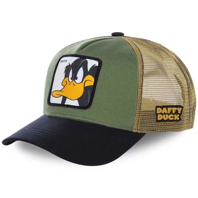 Daffy Green Yellow Mesh Cap Brand Looney Tunes Summer Anime Sunscreen ...