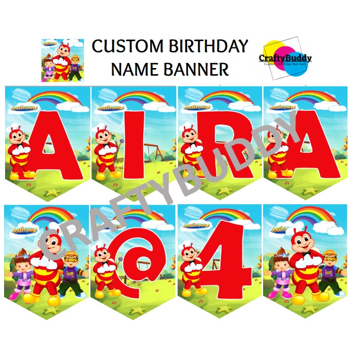 JOLLIBEE JOLLITOWN buntings name birthday banner (SOLD PER FLAG/PIECE ...