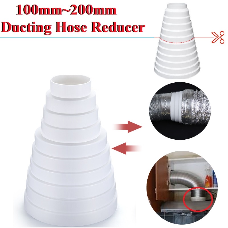 80mm to 200mm Flexible CONVERTER / REDUCER for Duct Hose Cap Pipe ...