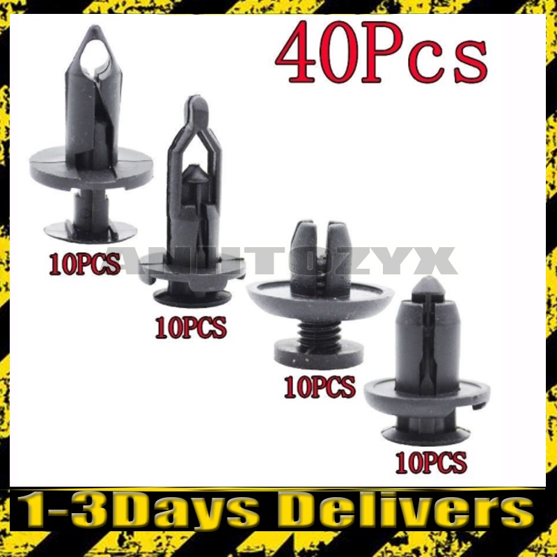 40Pcs Bumper Fender Mud Flaps Push Clips Pin Car Rivet | Shopee Philippines