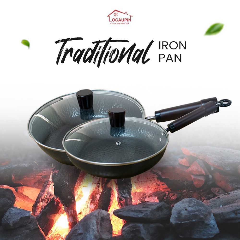 LOCAUPIN Traditional Wok Easy Cooking Deep Frying Pan Textured Cookware ...