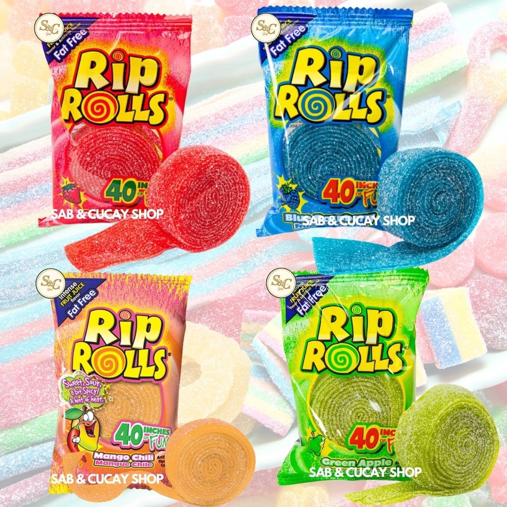 Rip Rolls Sour Belt Candies 40 inches Fat Free | Shopee Philippines