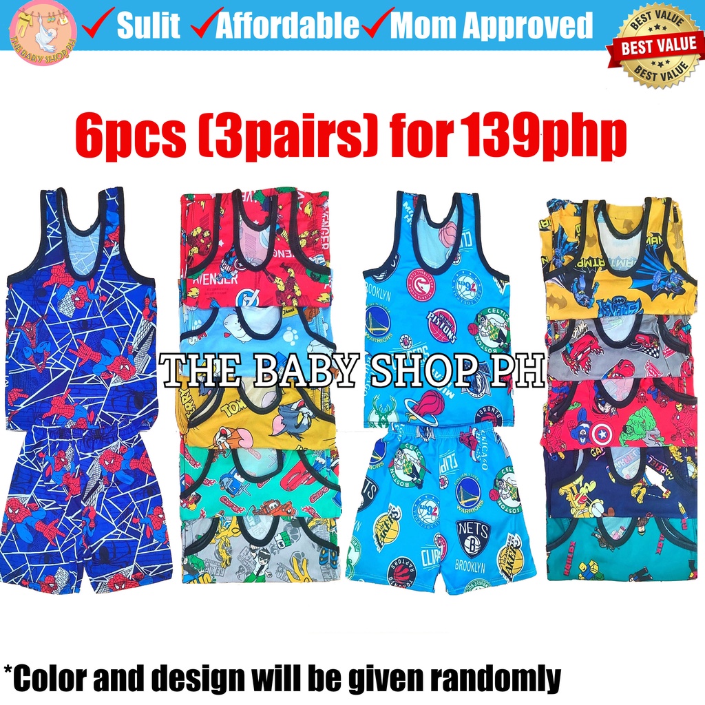6pcs or 3 pairs Terno for Kids Boys Printed Character Sando Shorts Fits ...