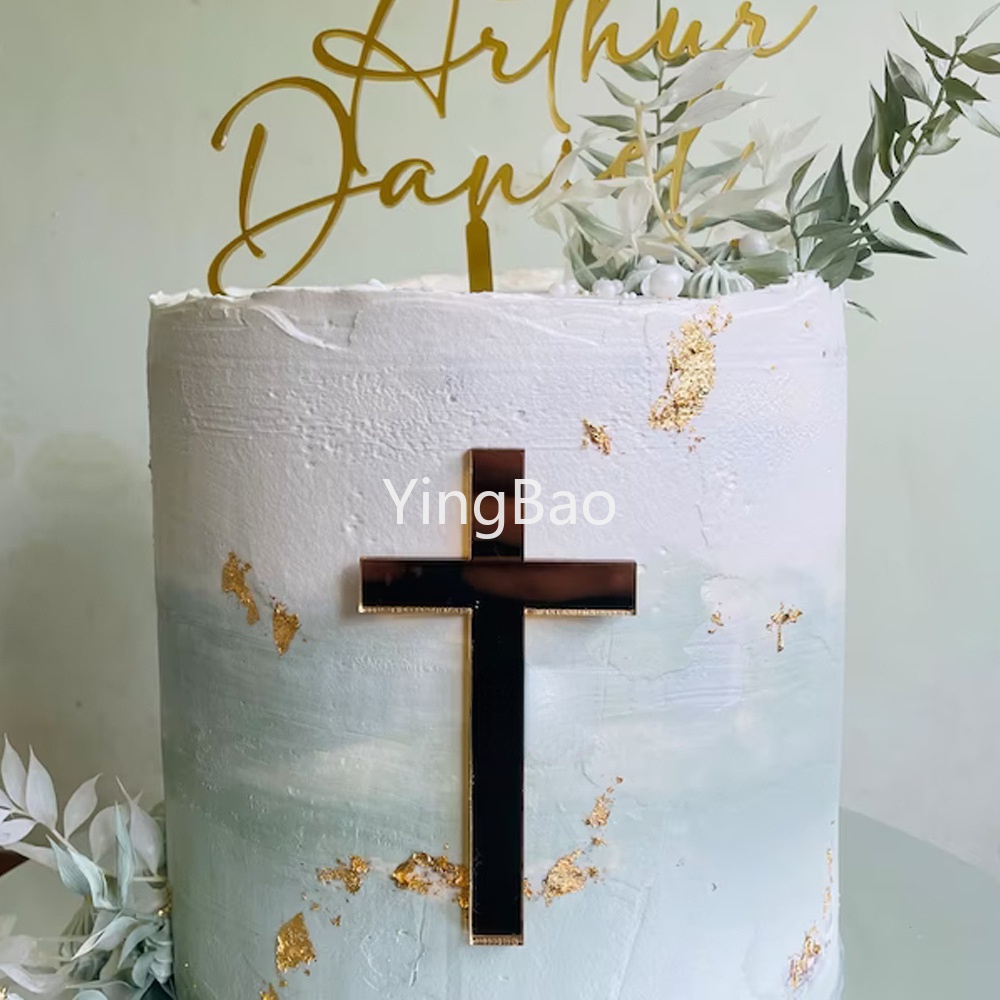 Happy Christening Cross Cake Topper Acrylic Cake Decorations God Bless ...