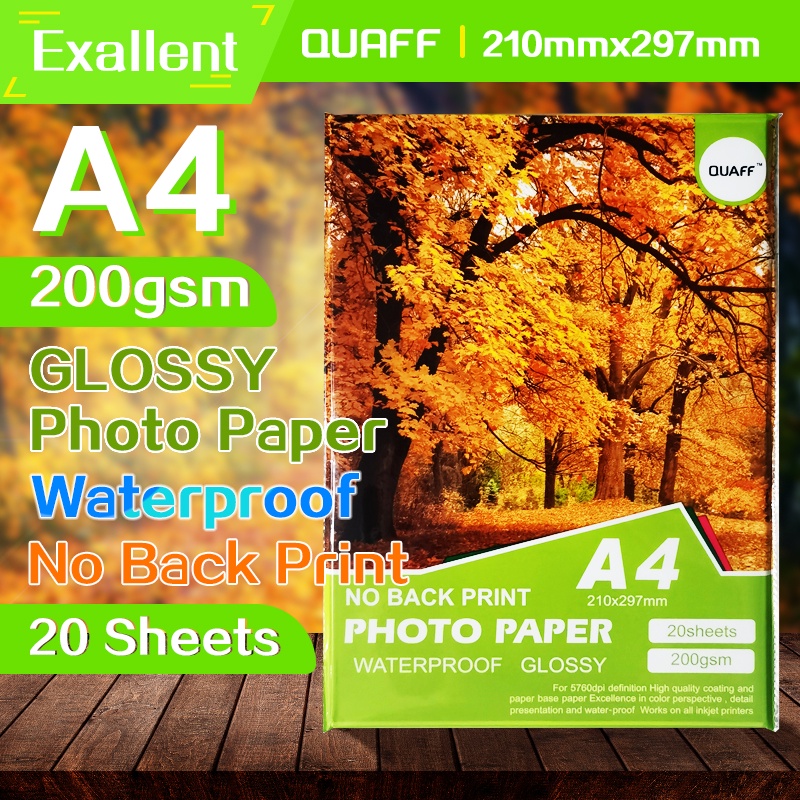 3R/4R/5R/A4 High Glossy Photo Paper 20sheets Quaff Brand | Shopee ...