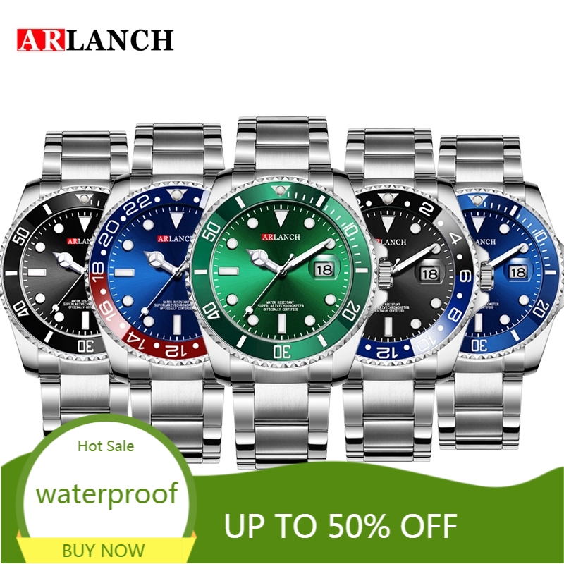 ARLANCH 305 stainless steel watch luminous diving calendar quartz men's ...