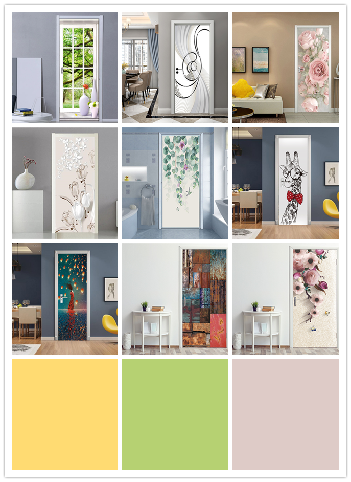 Custom Size self adhesive Door Sticker Waterproof Wallpaper Art Home ...