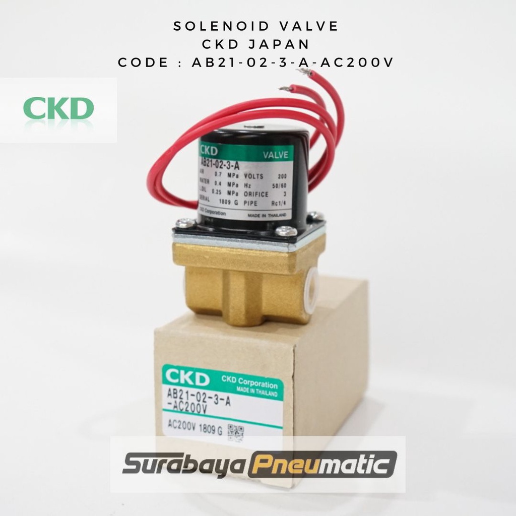 Ckd Japan - AB21-02-3-AC200V - Solenoid Valve 2 Way Pneumatic | Shopee ...