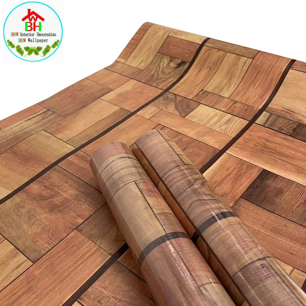 BHW Wallpaper Wood Design PVC Waterproof Self Adhesive Wall Sticker C1 ...