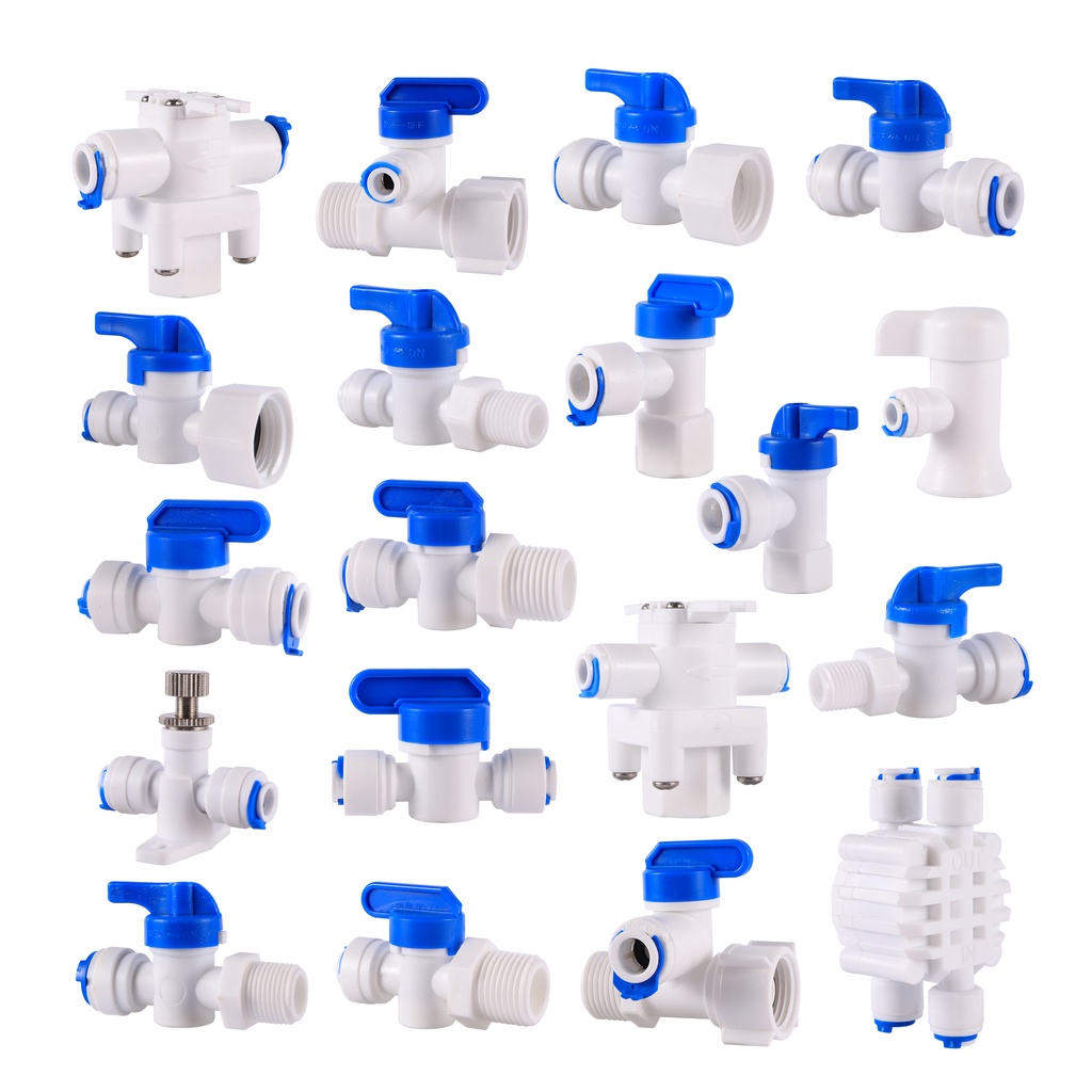 RO Plastic Ball Valve 1/4" 3/8" 1/2" OD Hose Quick Connect Male/Female ...