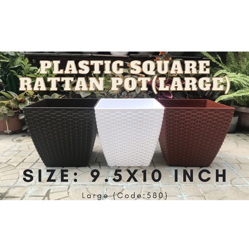 Plastic Square Rattan Pot (Large / 9.5x10 inch) | Shopee Philippines