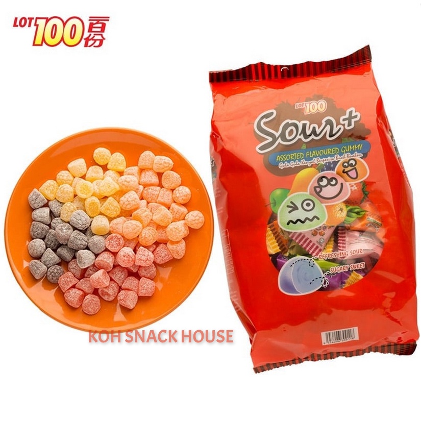 Lot 100 Sour+ Assorted Flavoured Fruit Gummy 600g | Shopee Philippines