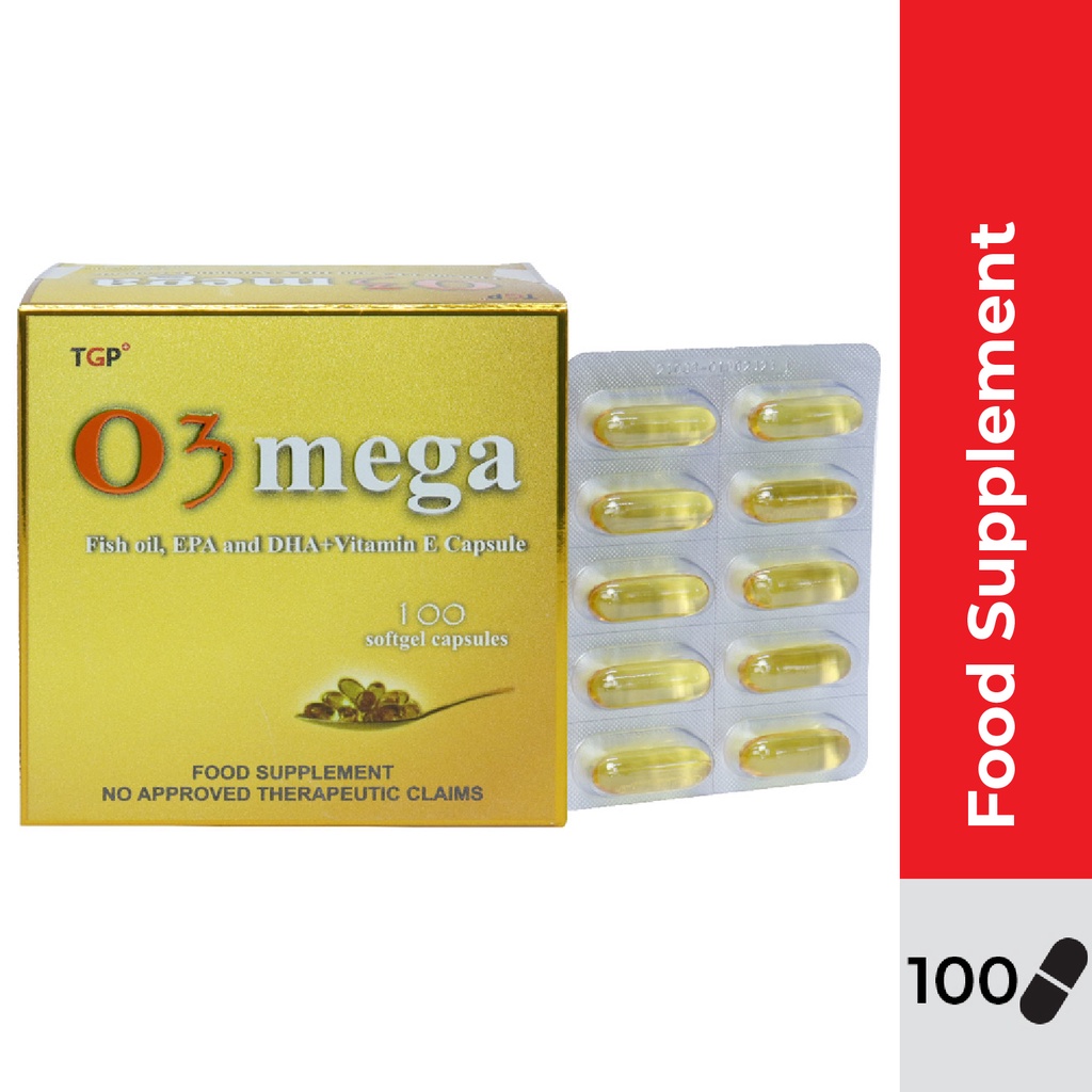 1 Box TGP Omega Fish Oil (O3Mega) 100 1000mg Softgel Capsules Fish Oil ...