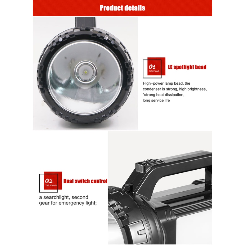 DP Rechargeable Searchlight Flashlight Heavyduty 500M Long-Distance ...