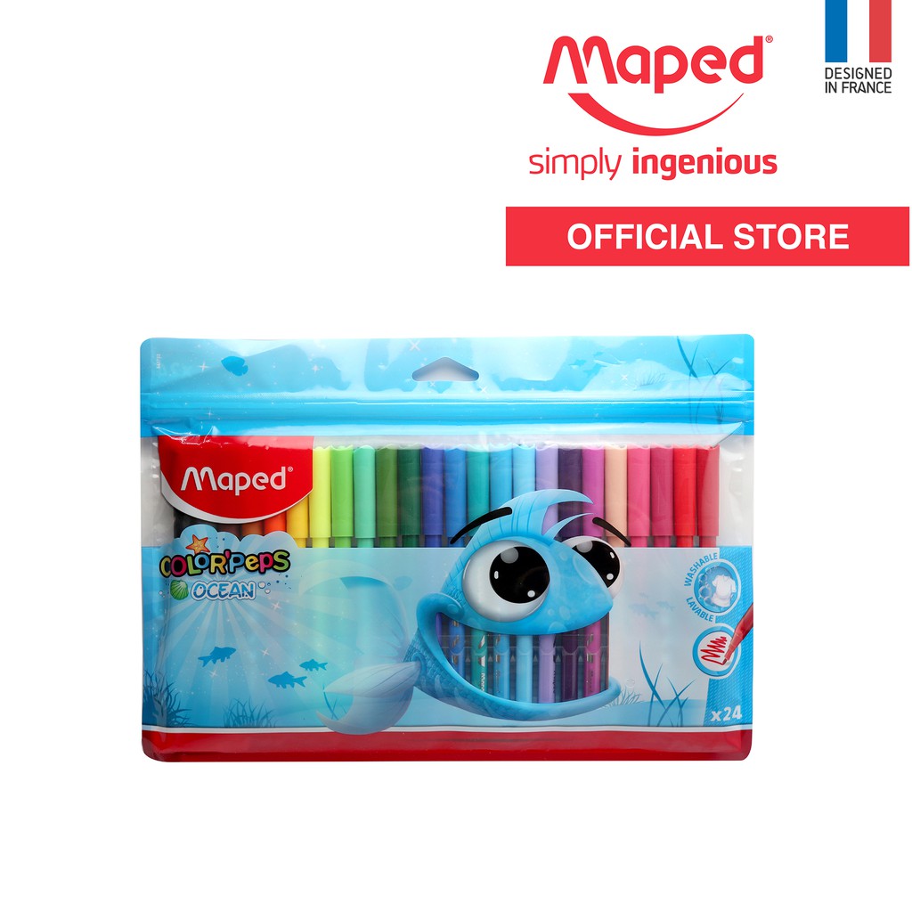 MAPED Ocean Color Peps Felt Pens (Pulse) 845722, Felt Tip Markers (24 ...