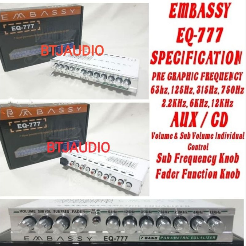 Pre AMP / Premium / PARAMETRIC Car EMBASSY 7 BAND FREQUENCY EQUALIZER ...