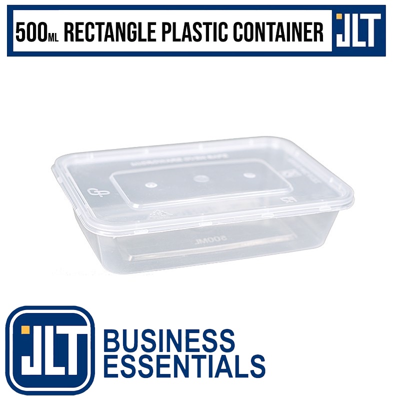 JLT (10 Pieces / Pack) Rectangle Microwavable Plastic Container [500 ML ...