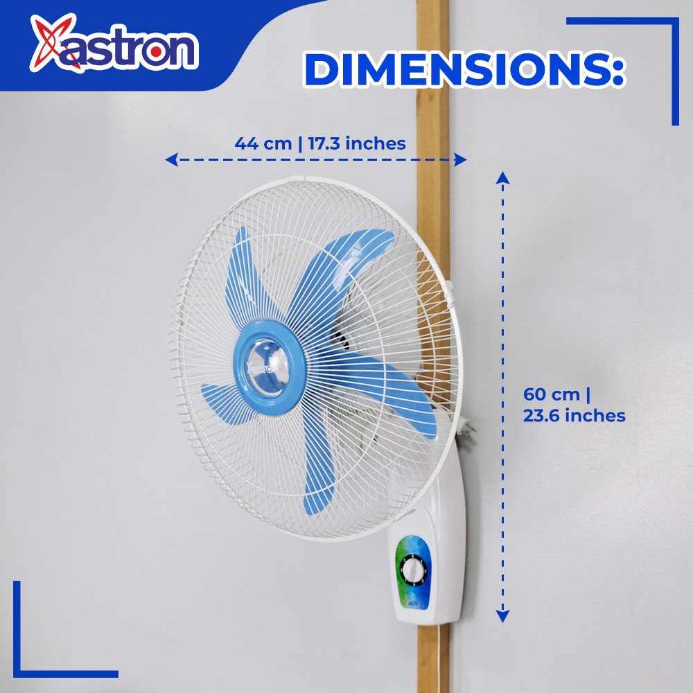 Astron AIRPATROL16" Electric Wall Fan - Blue | 5 Leaves Banana Blade ...