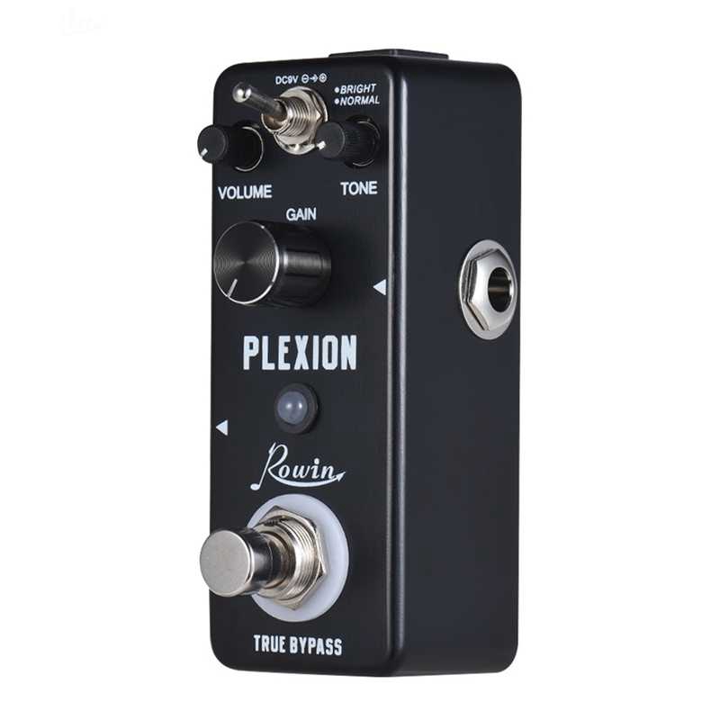 Rowin Plexion Distortion Pedal for Guitar and Bass with Bright and Normal Mode True Bypass ...