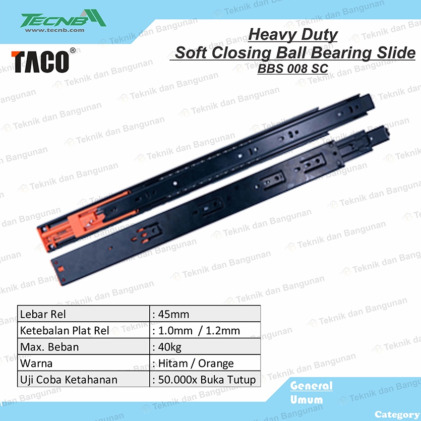 Taco Soft Closing Drawer Rail BBS008SC Heavy Duty | Shopee Philippines