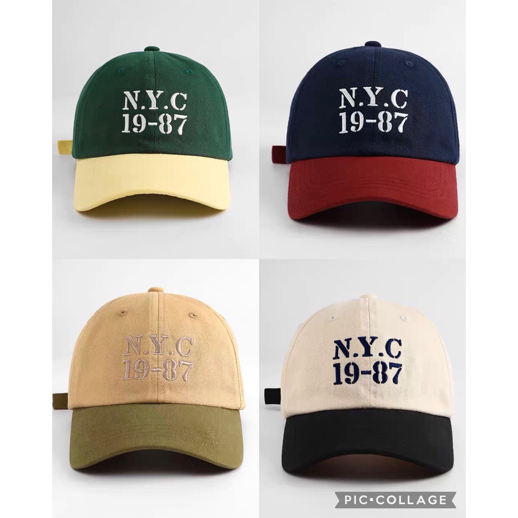 NYC 1987 Cap Korean Trending 2 TONE Unisex Cotton Baseball Cap | Shopee ...