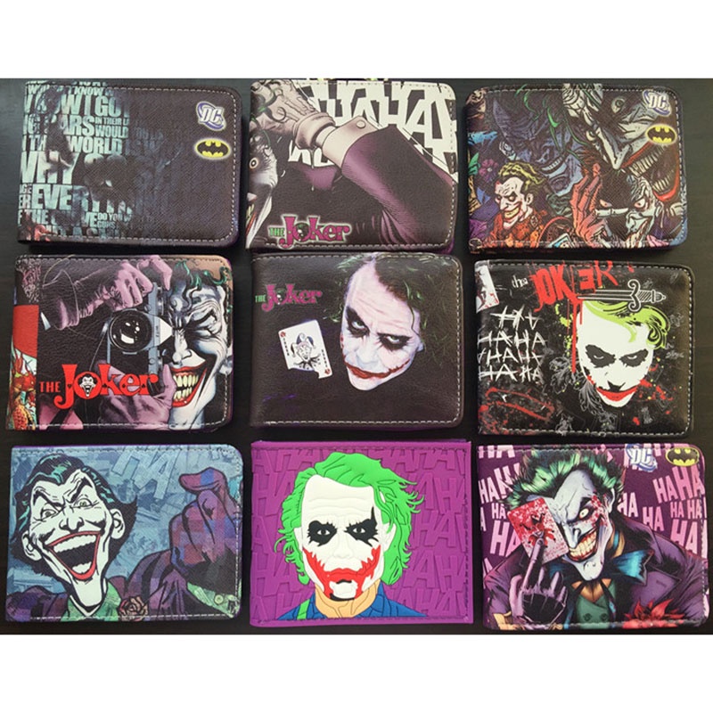 New Joker Wallets Anime Cartoon Joke Printed Bifold Short Purses Card ...