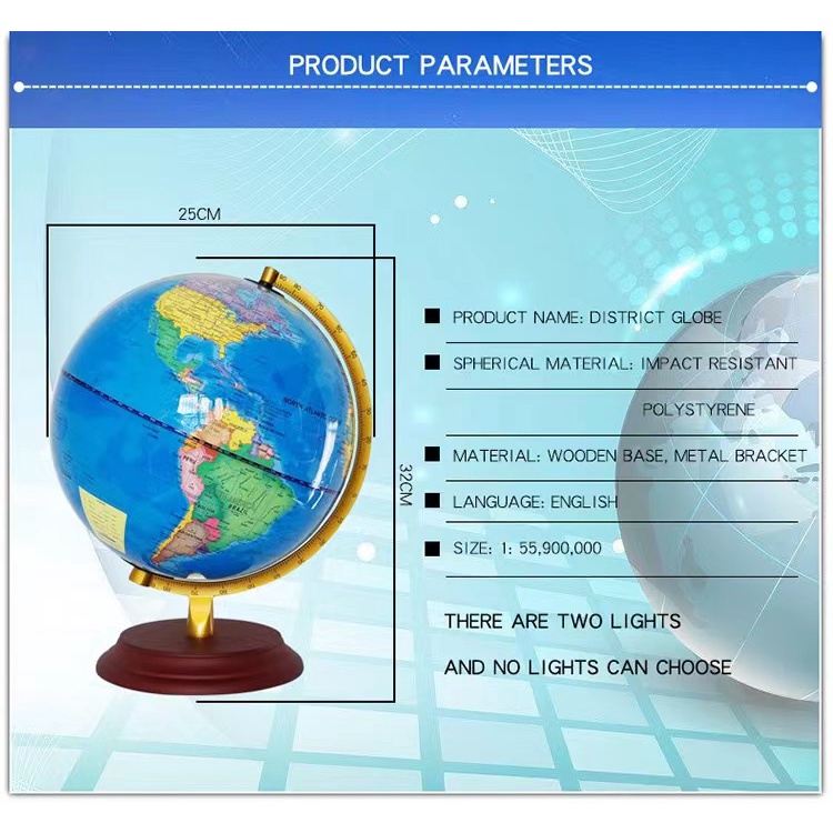 32CM LED Light World Earth Globe Map Geography Educational Toy | Shopee ...