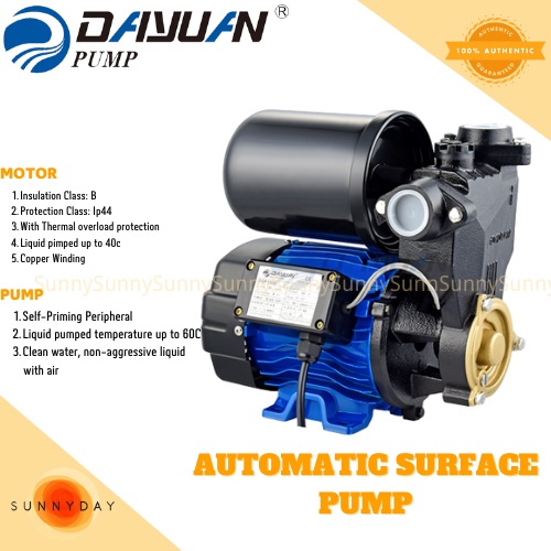 DAYUAN AUTOMATIC SURFACE PUMP 1HP 100% Copper (DGP750B-2L) | Shopee ...