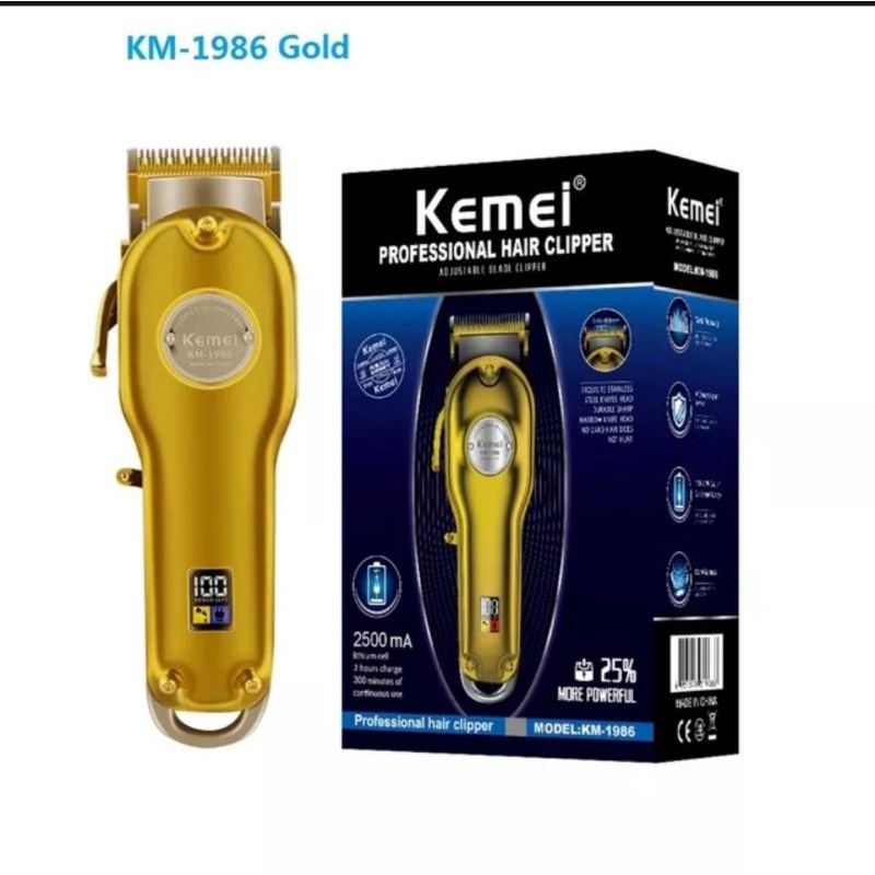Kemie KM-1986 2500mA Hair Clipper Professional All Metal LCD Digital ...