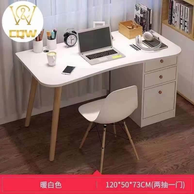 FCE Computer Table, Solid Wood Computer Desk Nordic Study Table with Drawer for Home Office ...