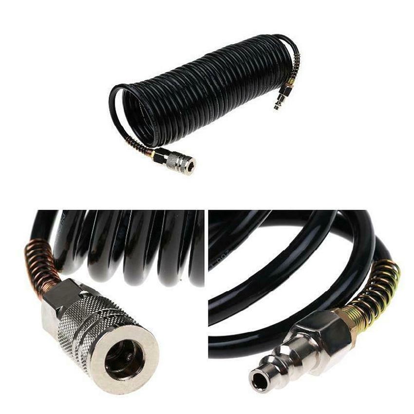 25Ft Air Hose 200 PSI Fittings Recoil Pneumatic Airline Compressor ...