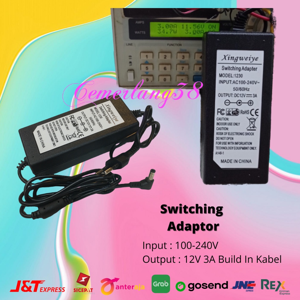 Switching Adapter 12V 3A with BUILD IN Power Cable | Shopee Philippines