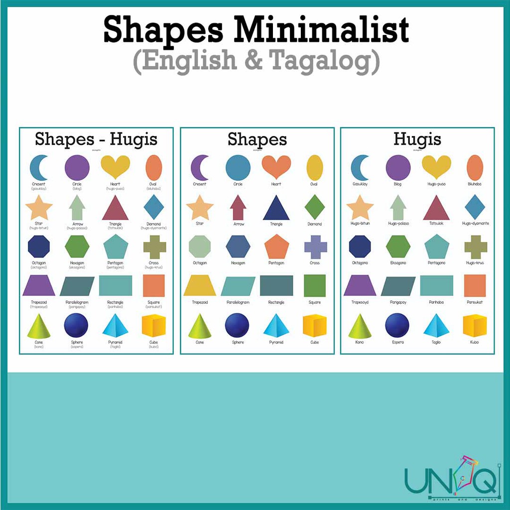 UNIQ Laminated Educational Wall Charts Shapes Minimalist - Nordic ...