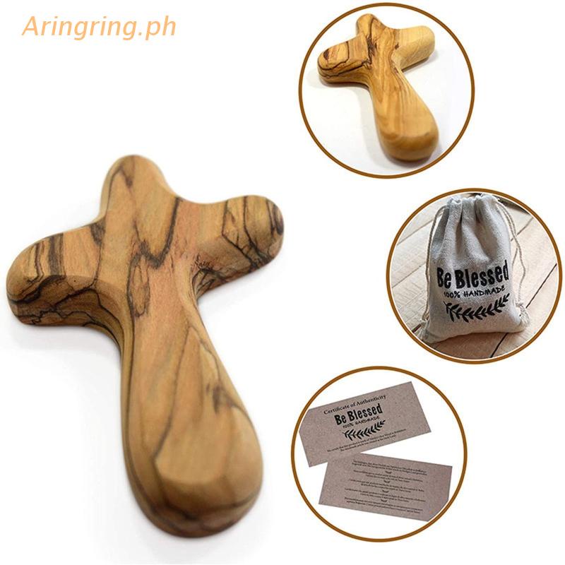 ARIN Hand Held Wood Clinging Cross Fine Prayer Comfort Holding Wooden ...
