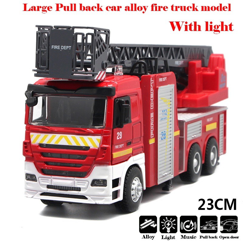 1:32 ladder lift fire truck model sound and light inertia toy car pull ...
