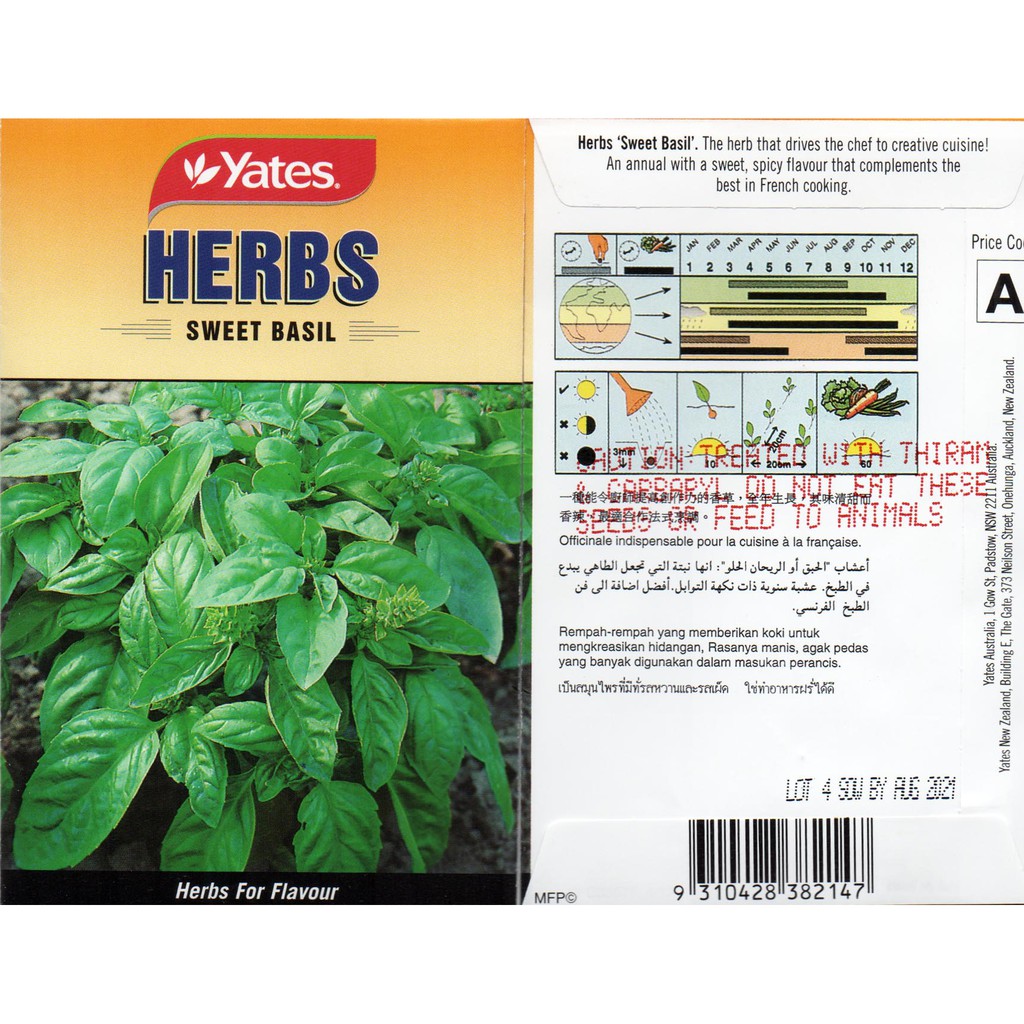 Yates YPH Seeds Sweet Basil (ORIGINAL) GDSFPH_S4 | Shopee Philippines
