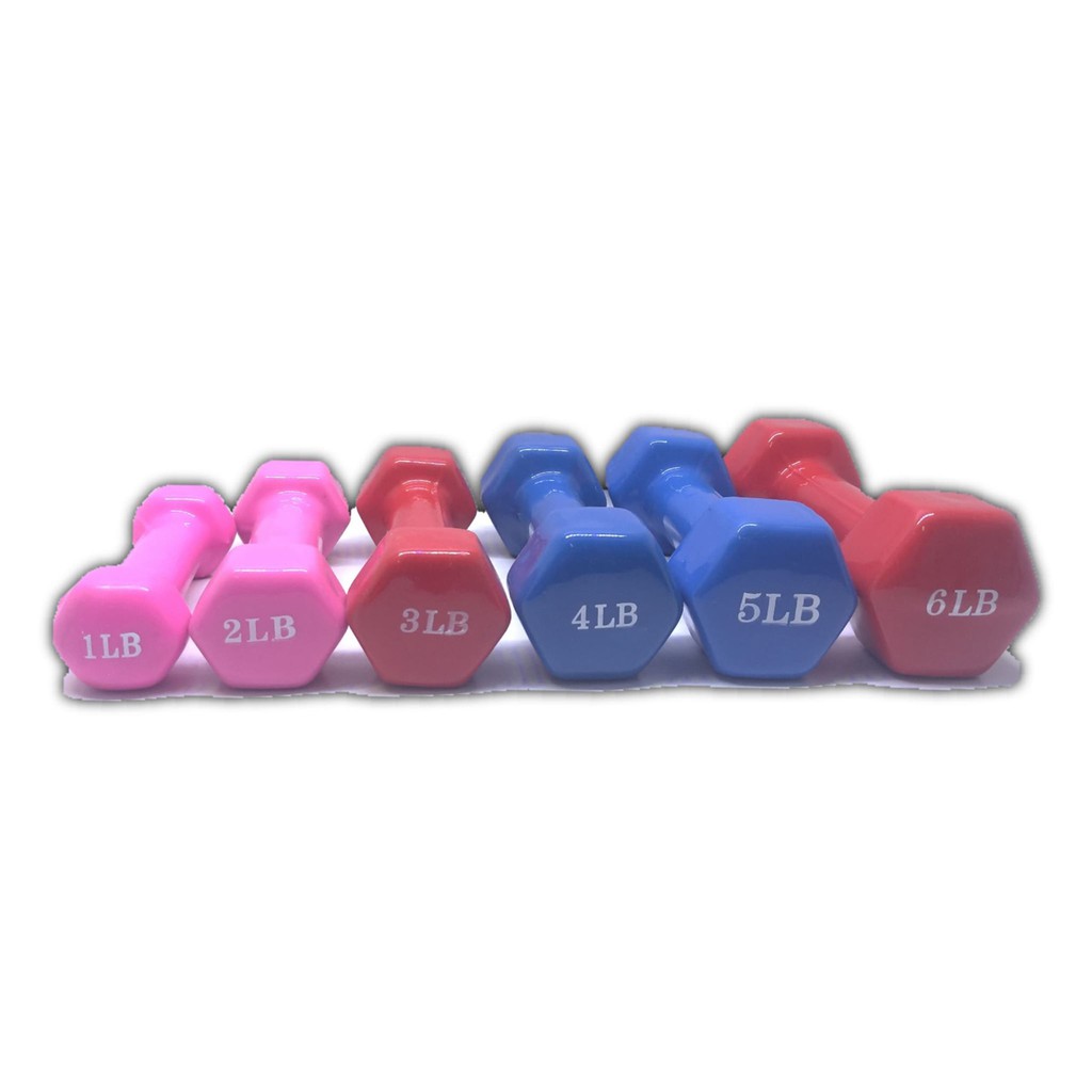 1lb - 3lbs Prospec Hex Iron Dumbbell Vinyl Cover Vinyl Dumbbell (2PCS ...