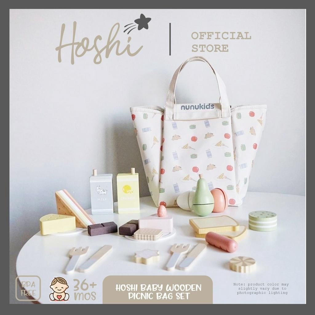 Hoshi Baby Picnic Bag with Wooden Snack Set, Pretend Play Montessori ...