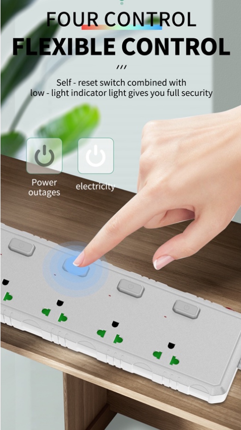 Tb-T30 3.1A 3000w Universal Power Socket Extension With 4 Ac Sockets, 2 ...