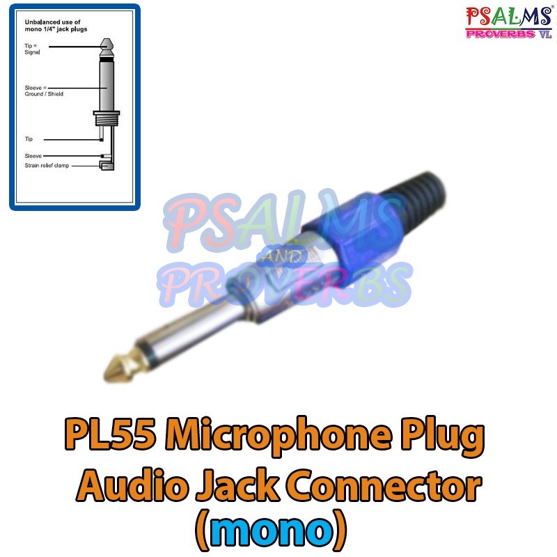PL55 Microphone Plug Audio Jack Connector (Mono) | Shopee Philippines
