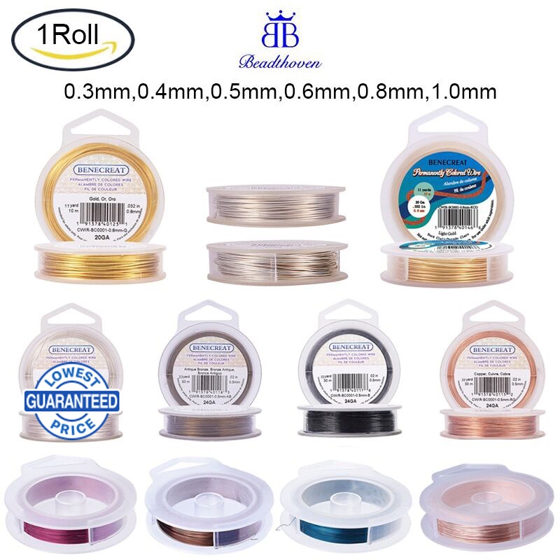 1 Roll 10-100m 0.3-1mm Tarnish Resistant Wire Copper Wire Jewelry ...