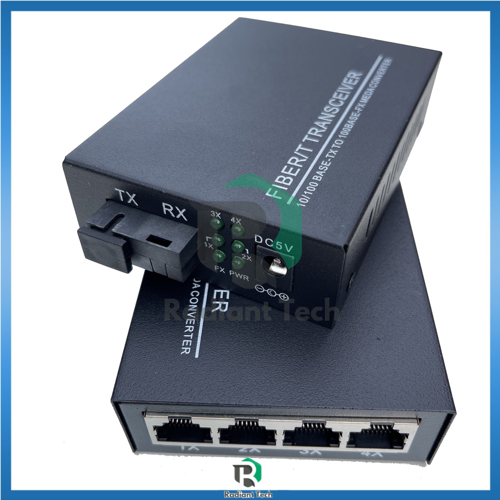 Fiber Switch 1 SC Port 4 RJ45 Port 10/100M 1F4E Media Converter Fiber Transceiver | Shopee ...