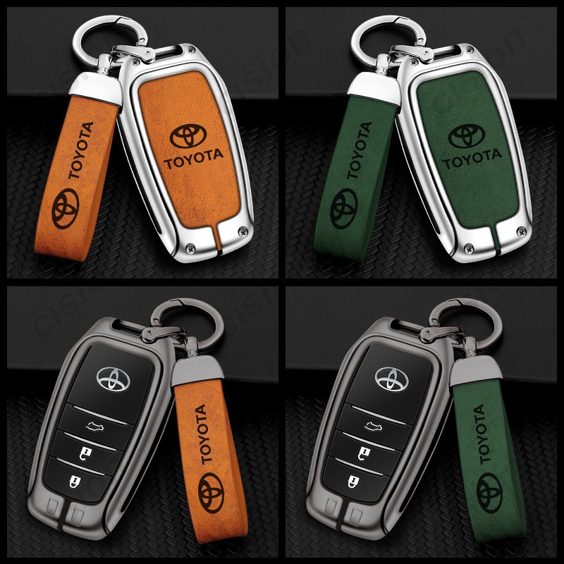 Zinc Alloy Leather Car Key Case Cover for Toyota 86 Camry Corolla Crown ...