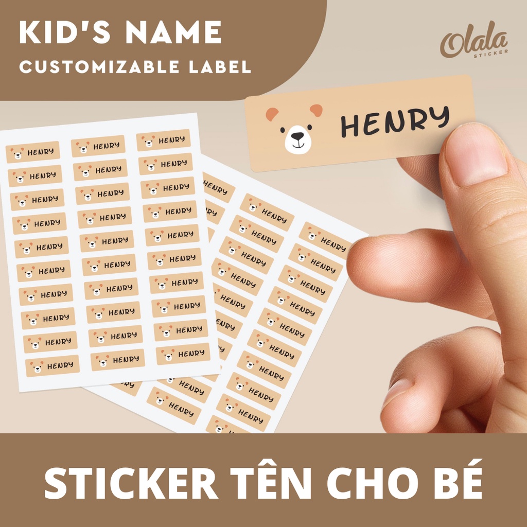 Sticker Printed Baby Name On Request - Cute Kids Name Sticker - Multi ...