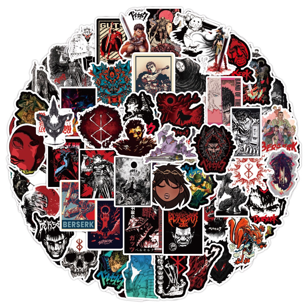 Y&P| Berserk Sticker Anime Waterproof Graffiti Decals Pack, 50pcs ...