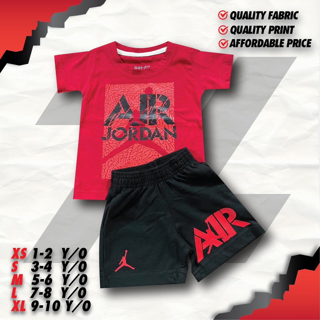 OOTD INSPIRED COTTON TERNO FOR KIDS RED TSHIRT AND BLACK COTTON SHORTS ...