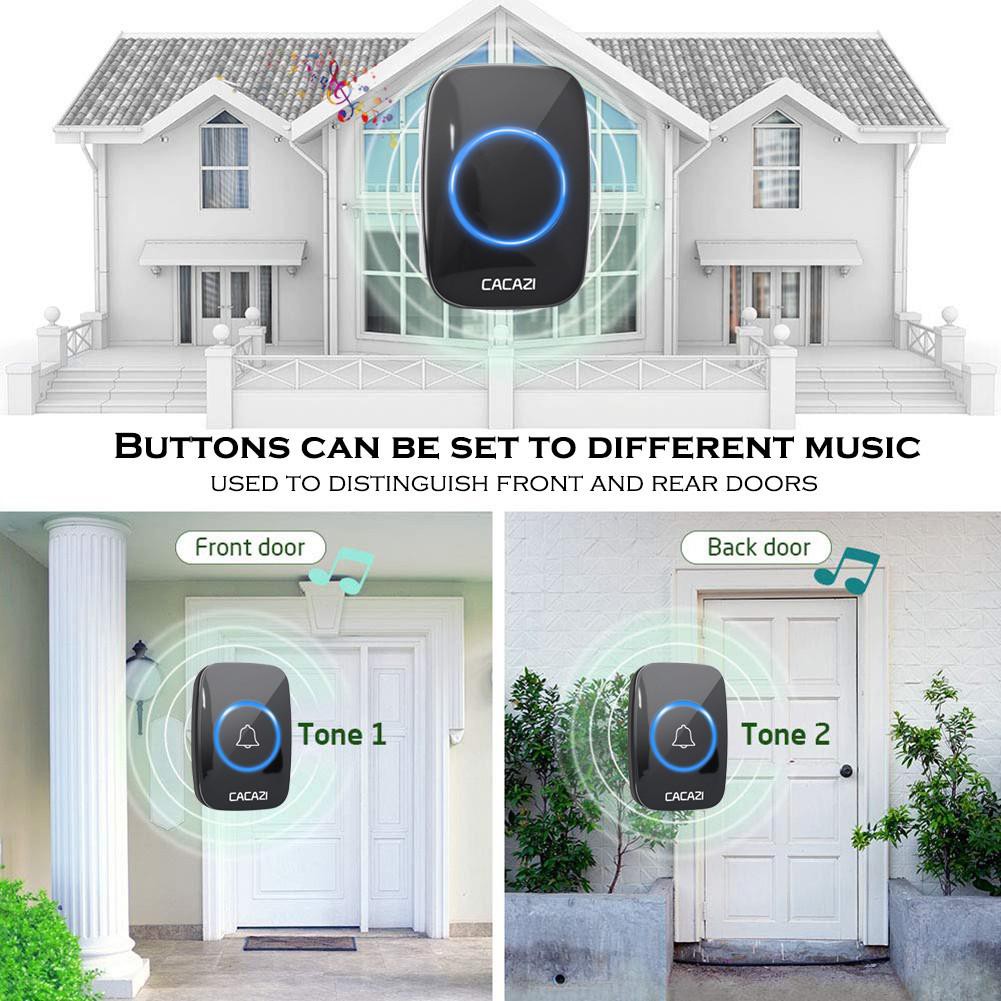Intelligent small LED wireless doorbell waterproof 300M range door ...