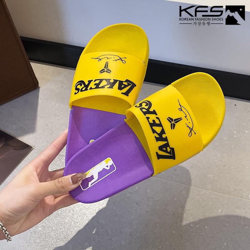 NBA LAKERS Rubber Slippers For Men Women Colour profusion | Shopee ...