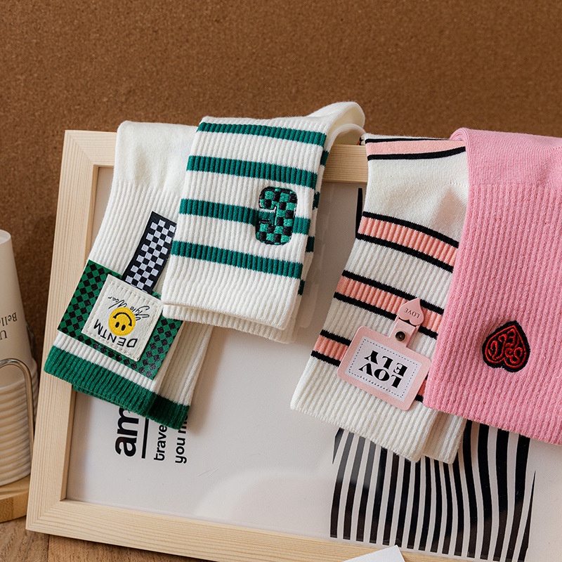 Korean Version Women's Socks Cute Girl Student Trendy High-Quality Mid ...