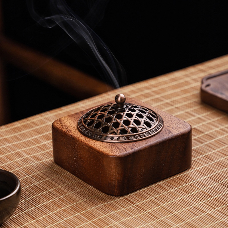 Aromatherapy Walnut Box Household Indoor Wooden Coil Incense Base ...